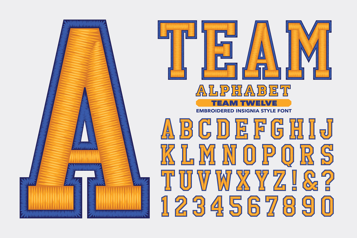 Embroidered Sports Vector Alphabet, an Object Graphic by Mysterylab Designs