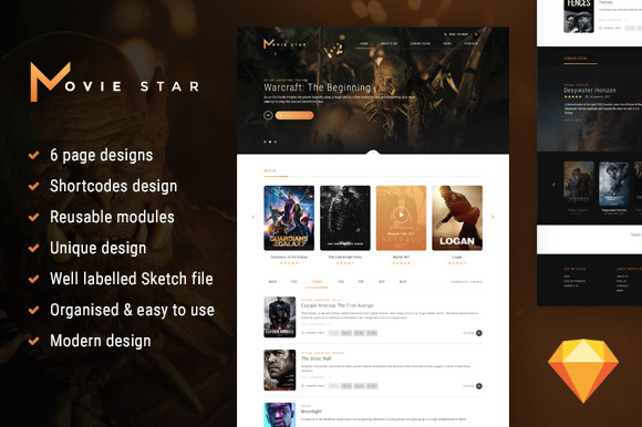 Movie Star - Sketch design, an App Template by Klever media