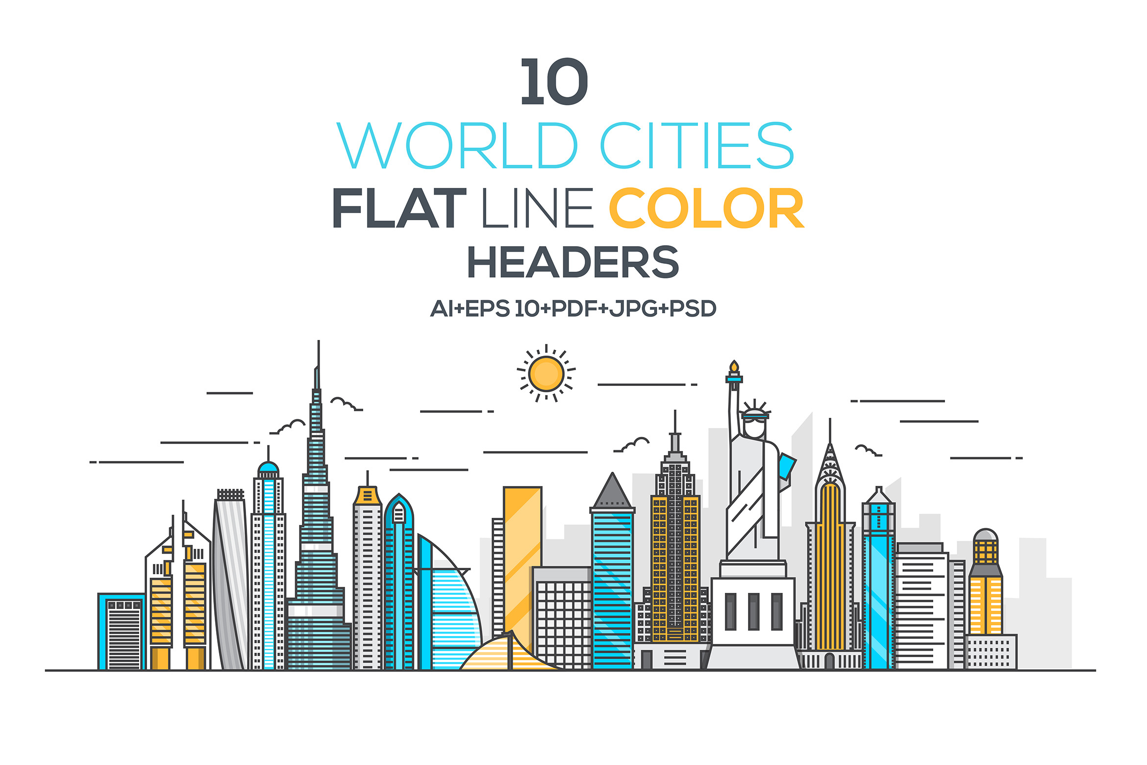 Set of Flat Line Color Concepts, an Illustration by Creative Graphics