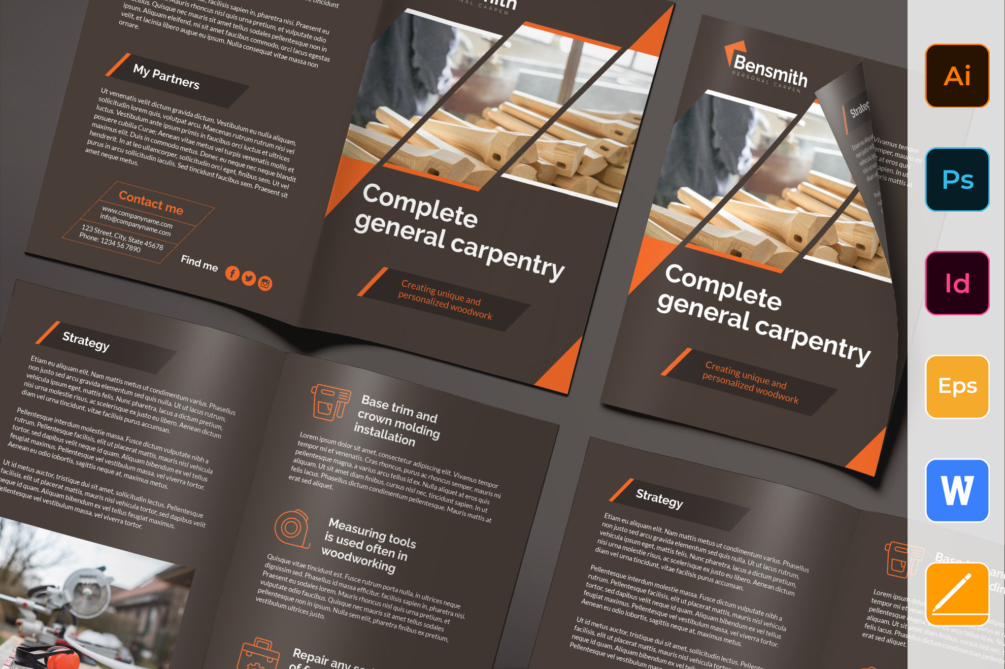 Carpenter Brochure Bifold, a Brochure Template by TemplatesNow!