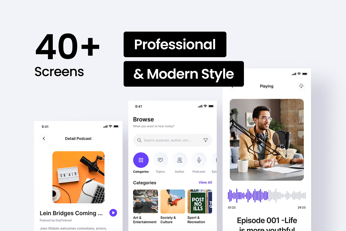 Corecast - Podcast App UI Kit, an UI Kit Template by Sans Design