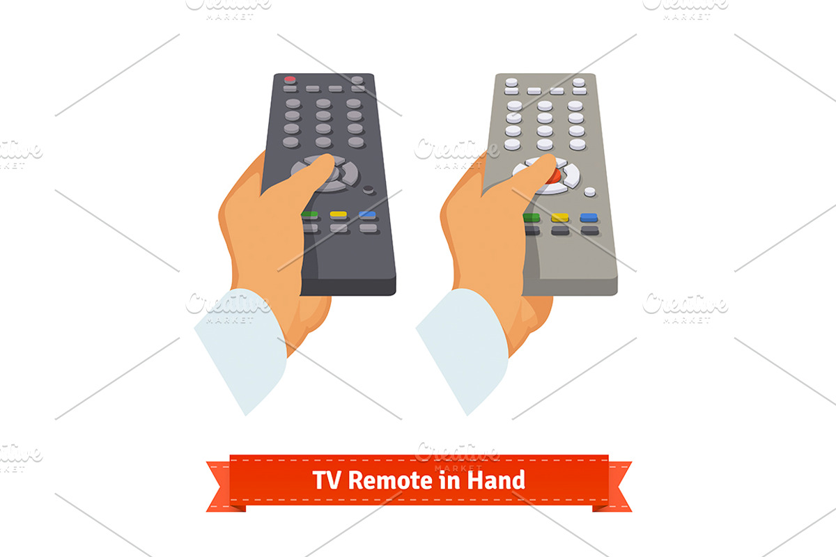 Retro remote control in hand, an Object Illustration by Iconicbestiary