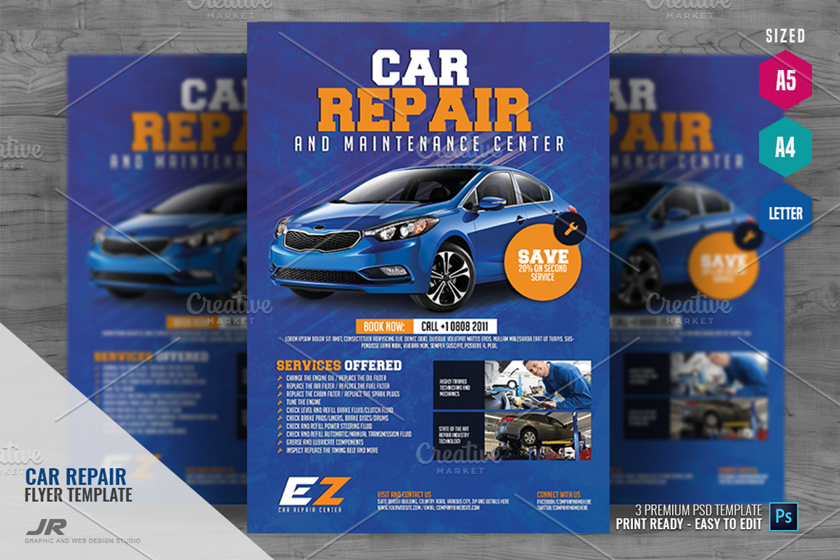 Car Repair Flyer, a Flyer Template by PSDPixel