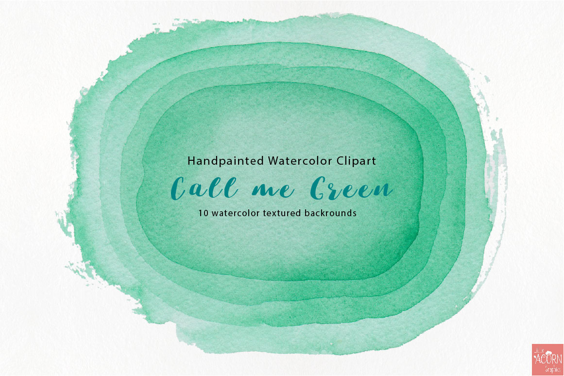 Watercolor Clipart Call me Green, an Object Graphic by LittleAcornGraphics