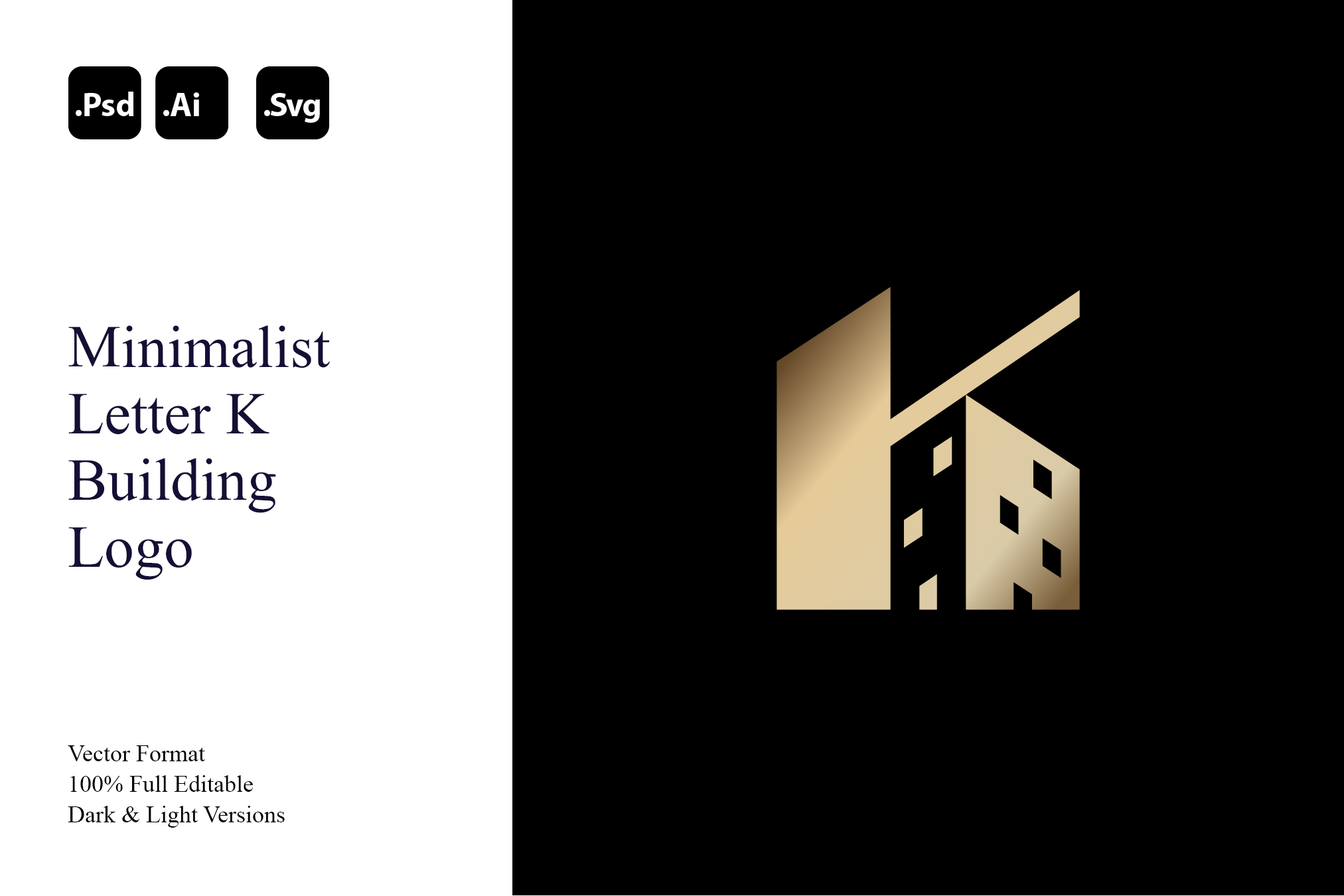 Minimalist Letter K Building Logo | Creative Market