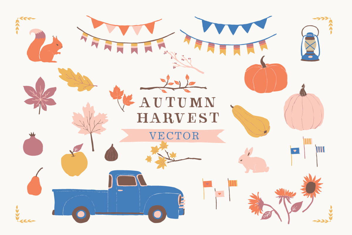 Fall Harvest Clip Art Set, an Illustration by RhianAwni