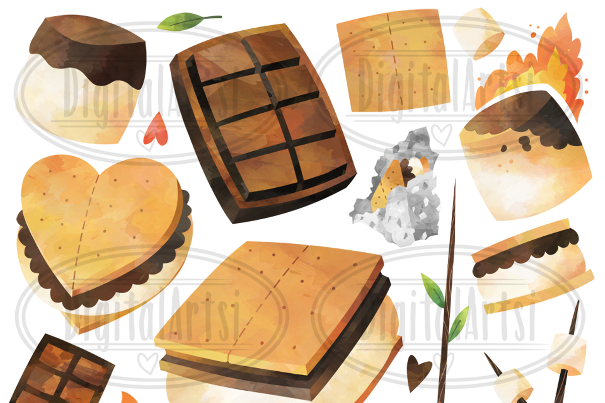 Watercolor Smores Clipart, an Illustration by DigitalArtsi | Creative ...