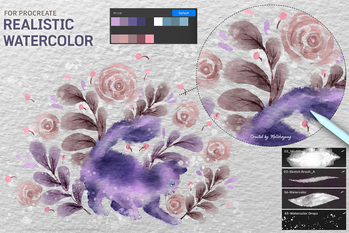 45 Watercolor Brushes Kit:Procreate, a Brush Add-On by MelloHoyang Shop ...
