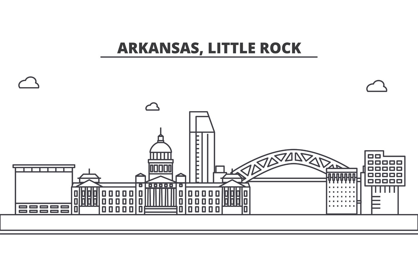 Arkansas, Little Rock architecture line skyline illustration. Linear ...
