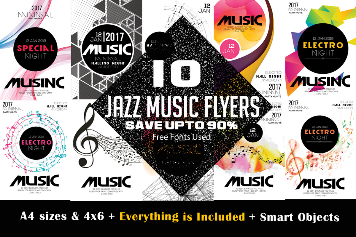 10 Electro Music Flyer Bundle Vol:01, a Flyer Template by Design Up