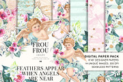Angels And Flowers Paper Pack, a Pattern Graphic by Frou Fou Craft