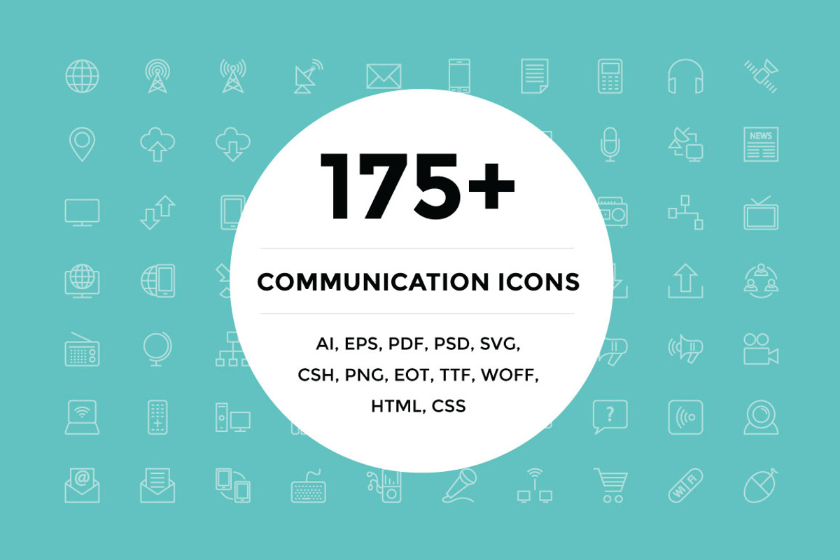 175+ Communication Icons, an Outline Icon by Creative Stall