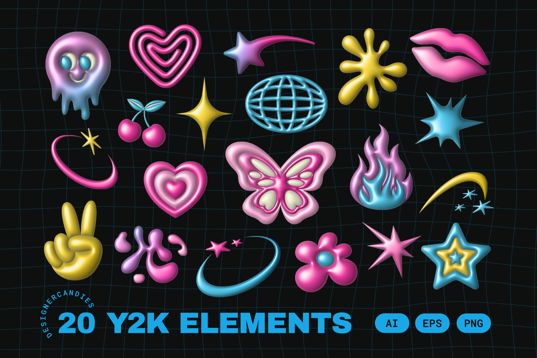 Y2K Elements Set, an Object Graphic by DesignerCandies