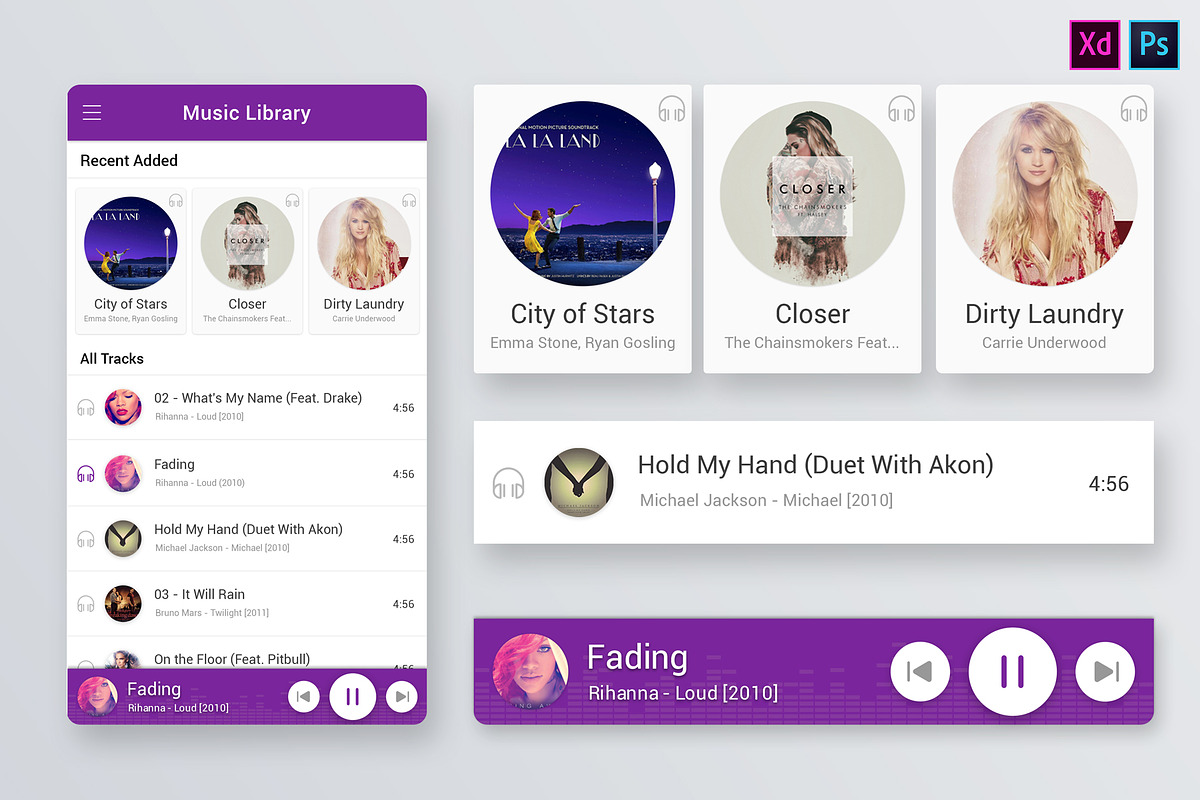 Music App UI Template, an UI Kit Template by App Innovation