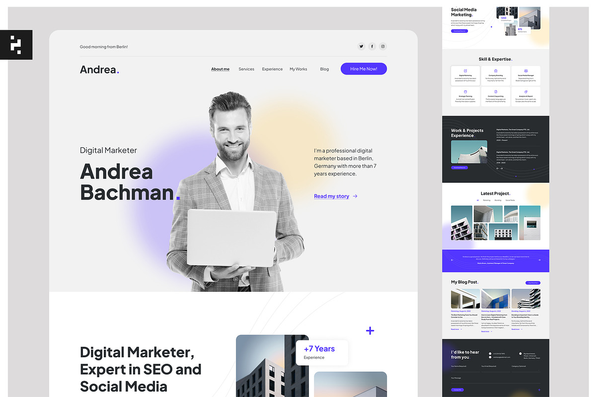 One Page CV Resume Landing Page, a Landing Page Template by Neermana ...