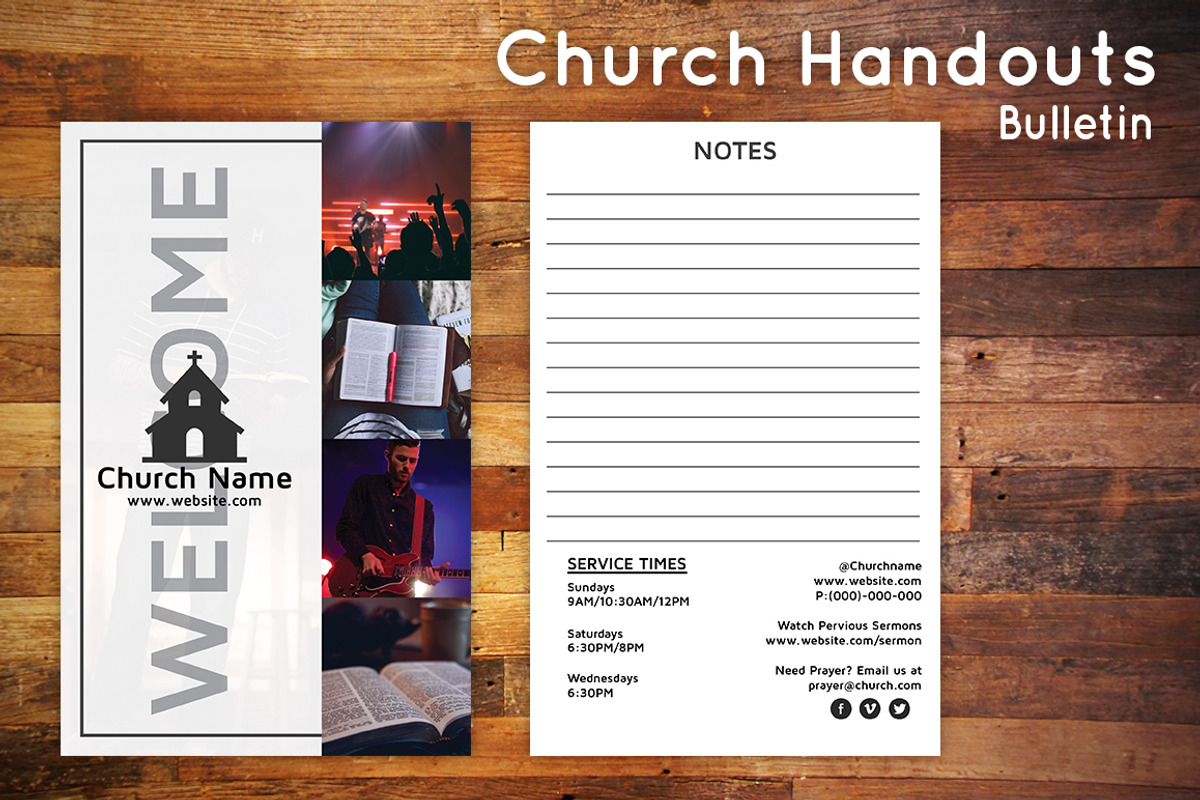 Church Bulletin & Connect Card Flyer, a Flyer Template by JimmyP.co