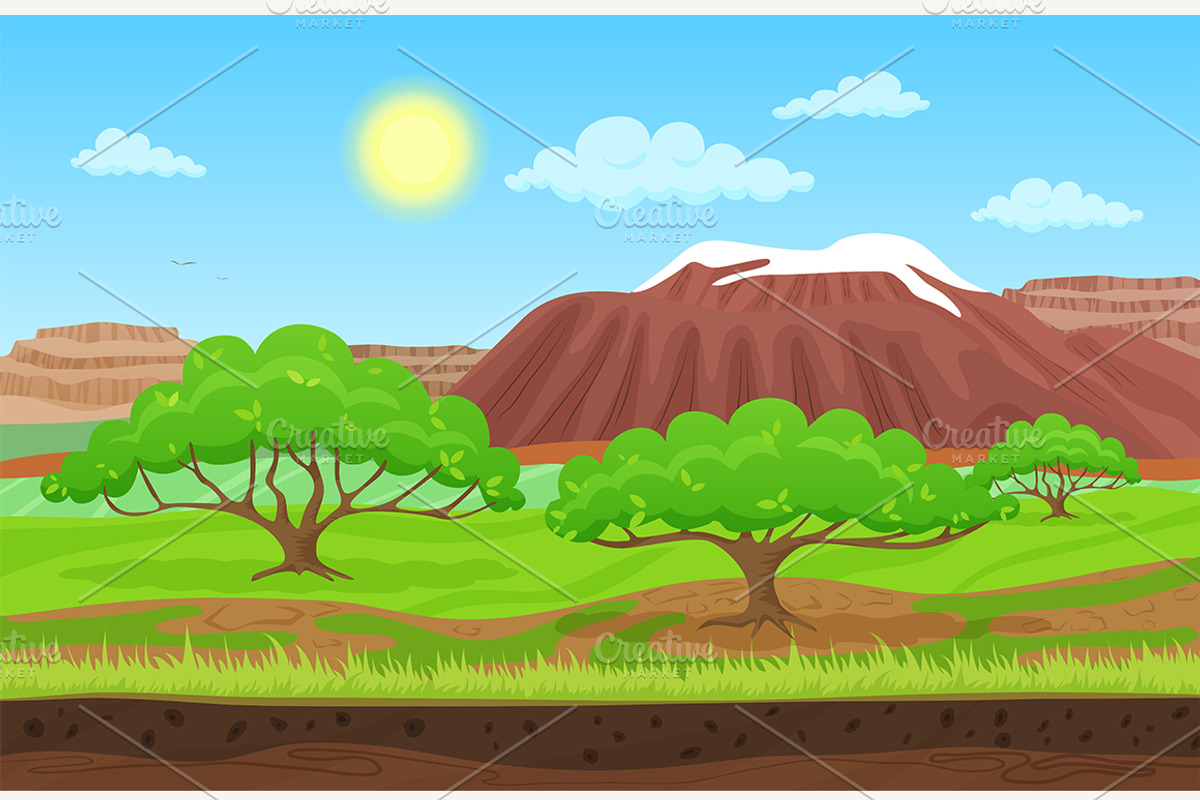 Seasonal landscapes collection, a Background Graphic by Lemberg Vector