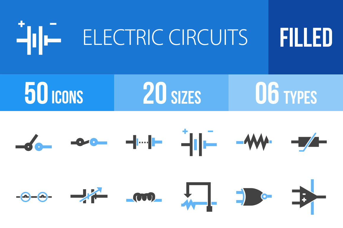 50 Electric Circuit Blue Black Icons, an Icon by IconBunny | Creative ...