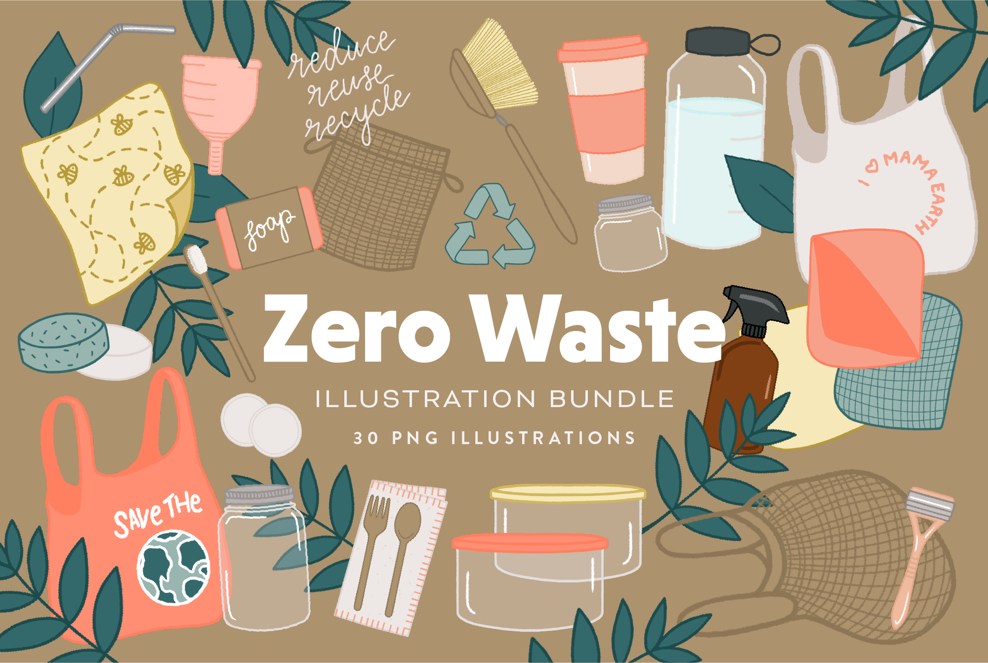 Zero Waste Sustainable Illustrations, an Illustration by Design by JRS