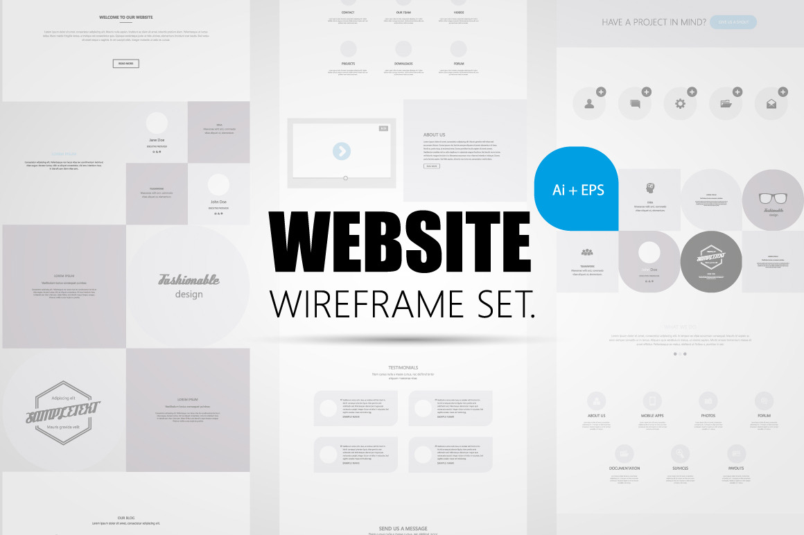 Website Wireframe Kit., a Wireframe Template by Droidworker