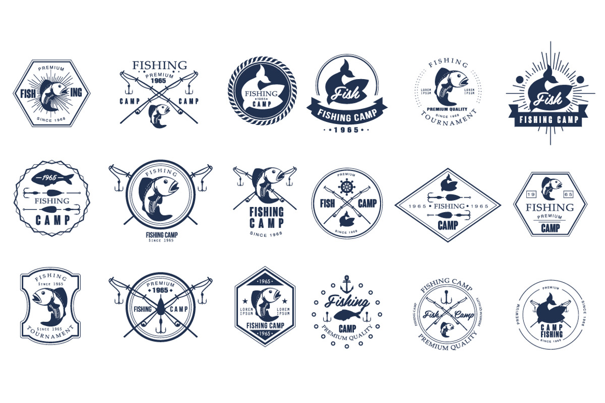 Fishing emblems, labels, an Illustration by TopVectors