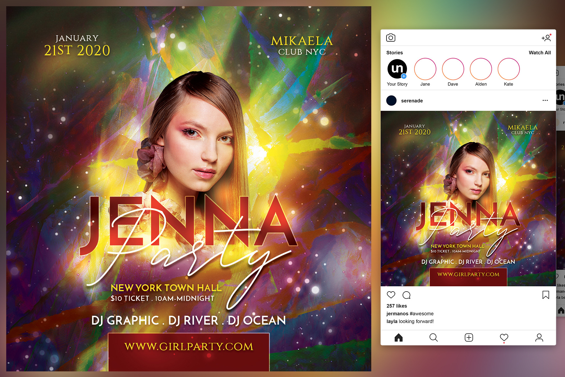 Girl Party Flyer, a Flyer Template by KiraYamato Design Studio