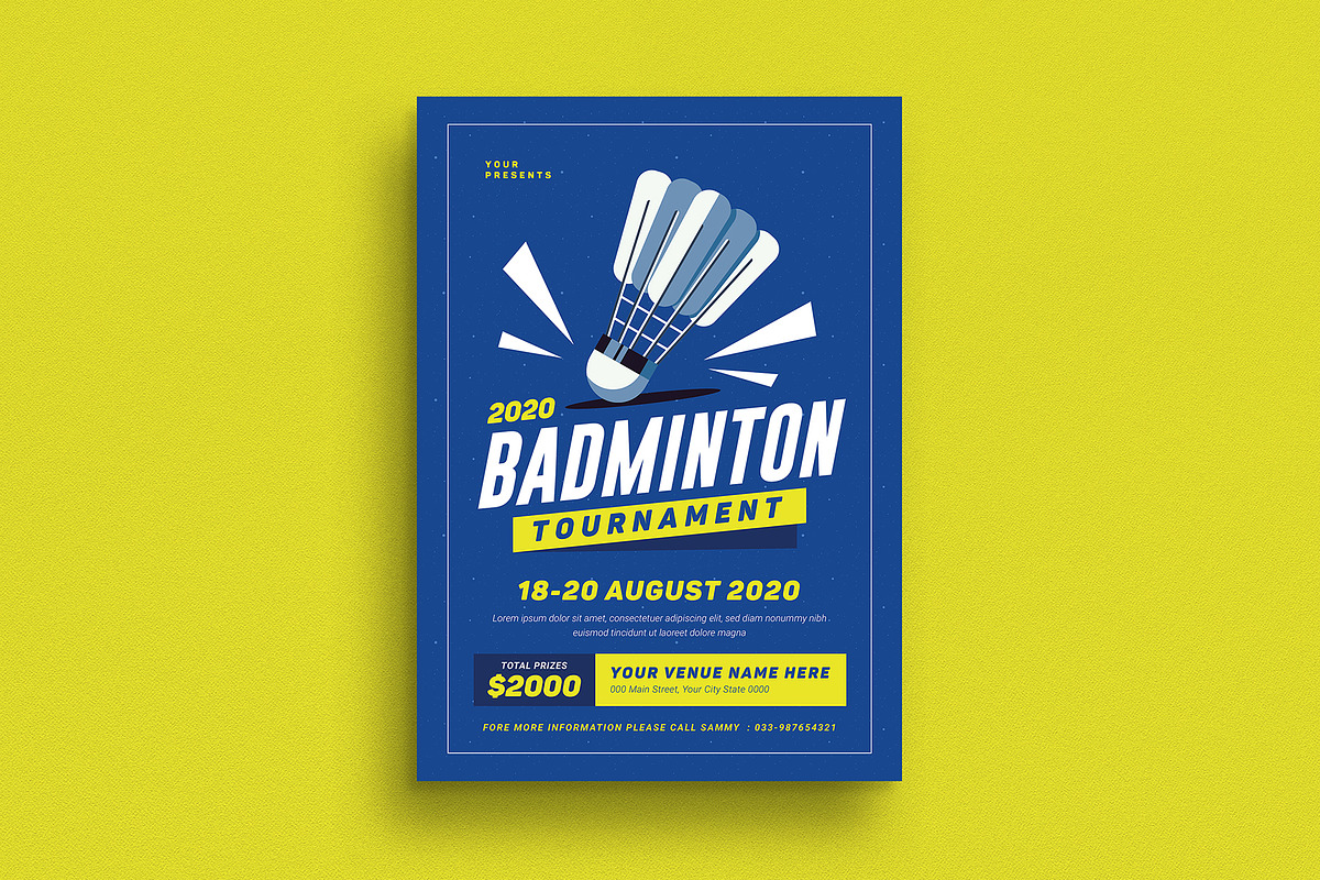Badminton Flyer, a Flyer Template by VectorVactory