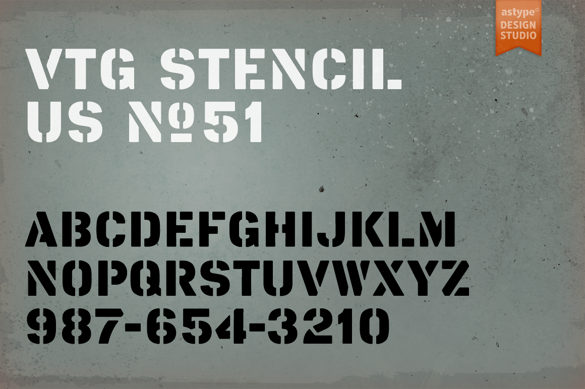 Vtg Stencil US No. 51, a Font by astype fonts