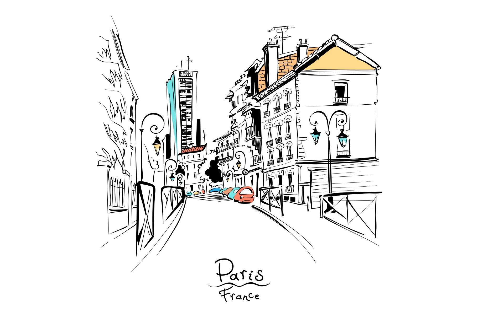 Cozy Paris street, France, an Illustration by kavalenkava