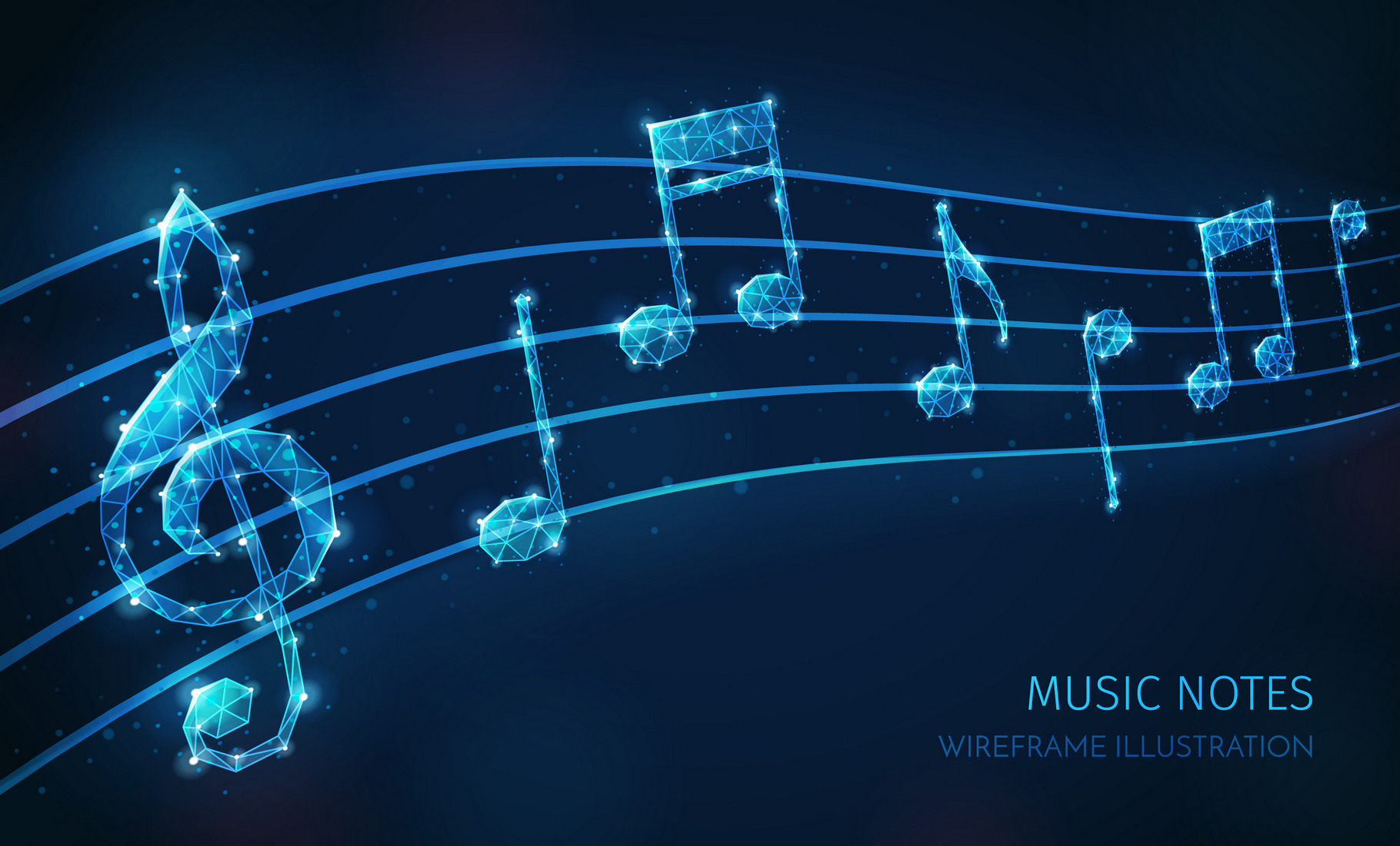 Music notes wireframe composition, a Decorative Illustration by Macrovector