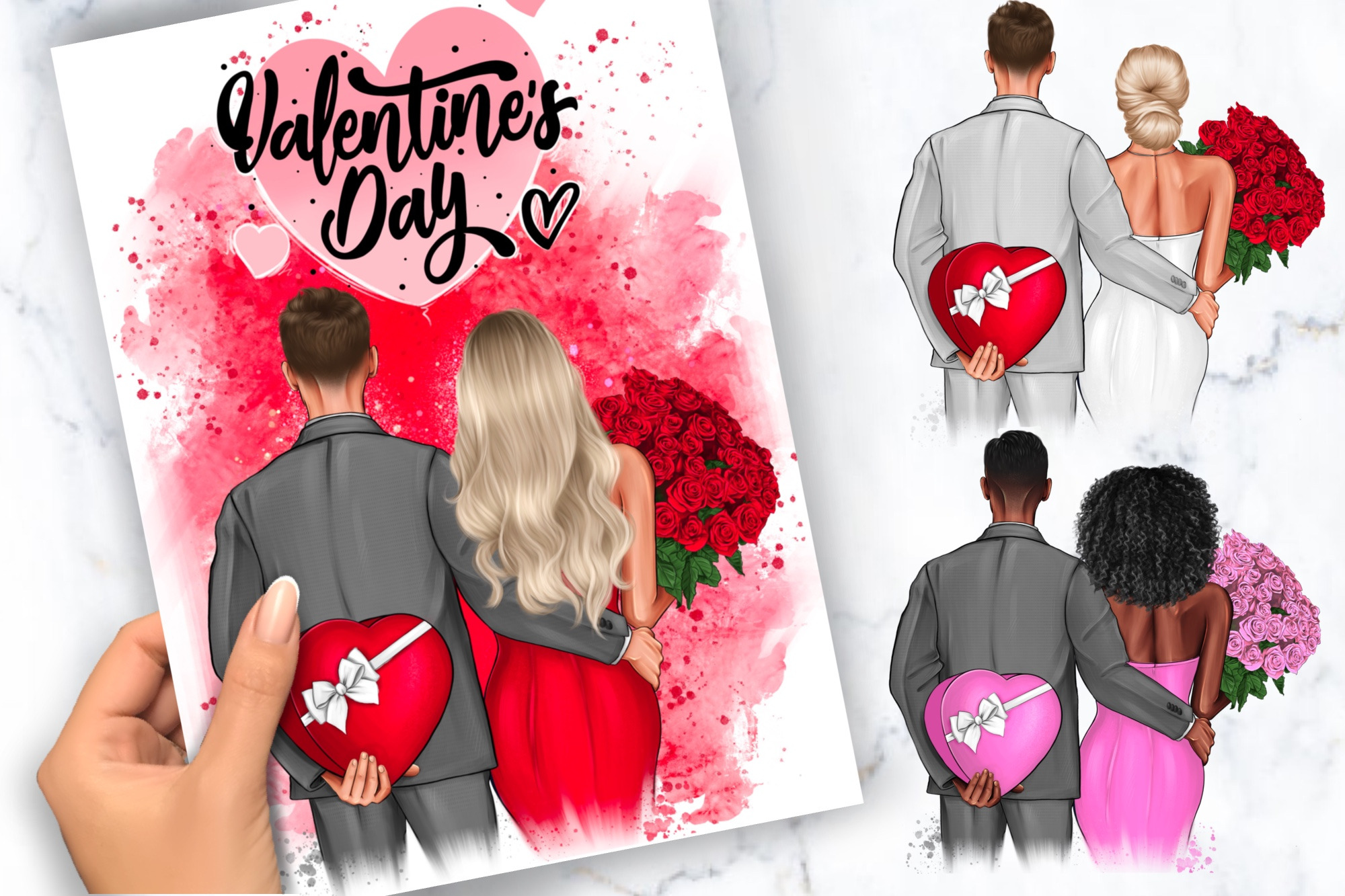 Couple clipart Valentine's day, an Illustration by Elenbushe