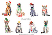 Watercolor Christmas cat clipart, an Animal Illustration by Art and Funny