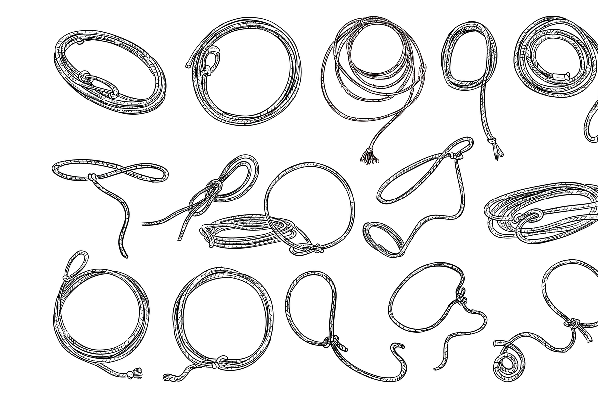 cowboy lasso handdrawn collection, an Object Graphic by nikagraphic