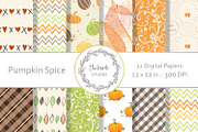 Pumpkin Spice digital paper, a Pattern Graphic by MockTurtleStudio