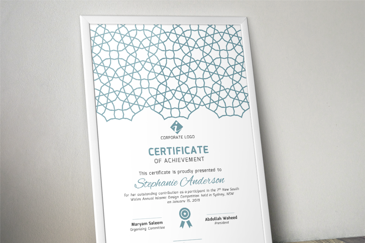 Islamic certificate template (docx), a Stationery Template by Inkpower