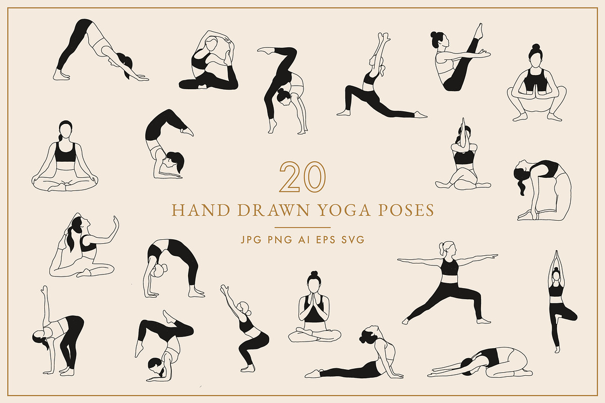 Hand Drawn Yoga Poses Illustrations