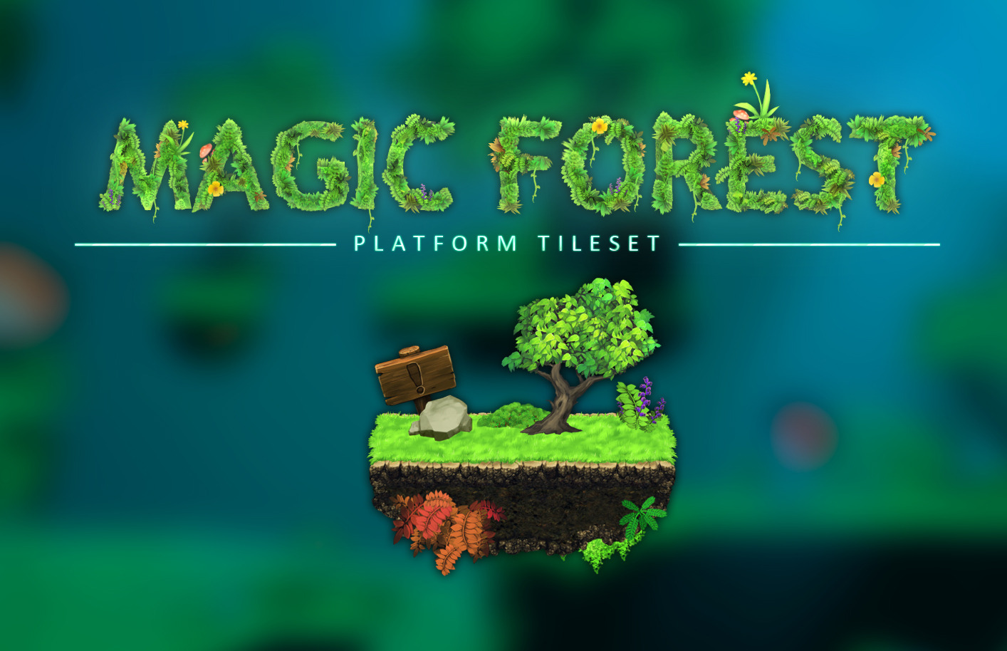 Magic Forest - Platform Tileset, a Graphic by LudicArts | Creative Market