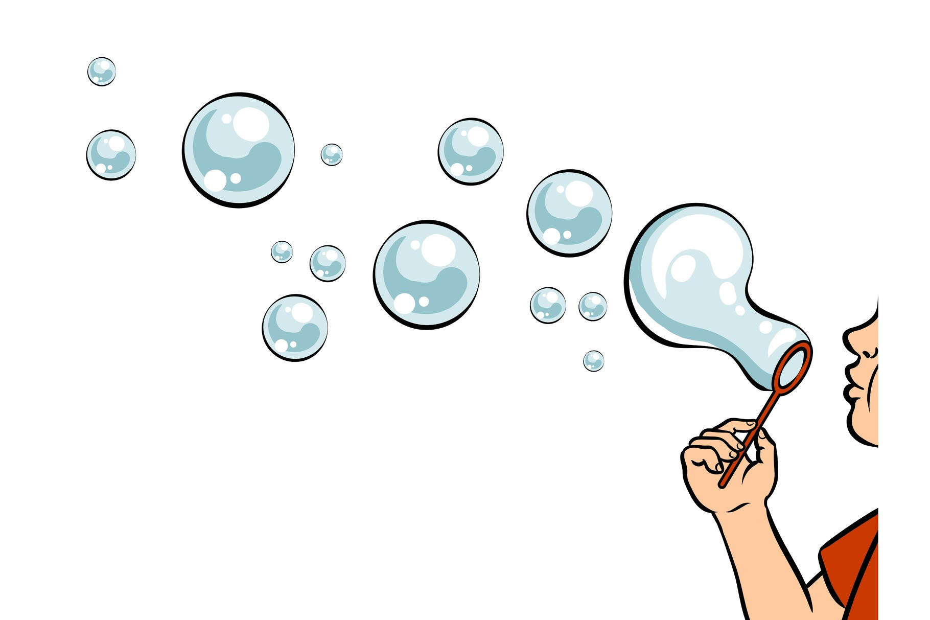 Blowing bubbles pop art vector illustration, a Decorative Illustration ...