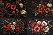 12 Dark Botanical Backgrounds, a Decorative Illustration by HipFonts
