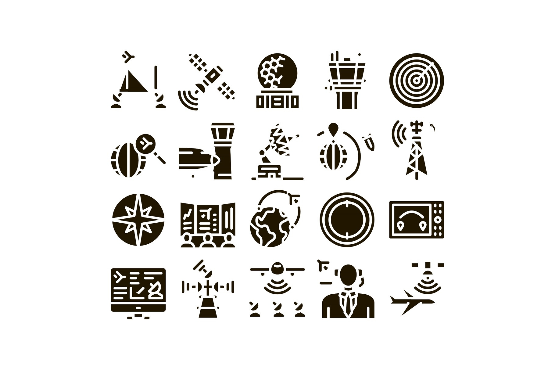 Air Navigation Tool Glyph Set Vector An Industrial Photo By Pikepicture