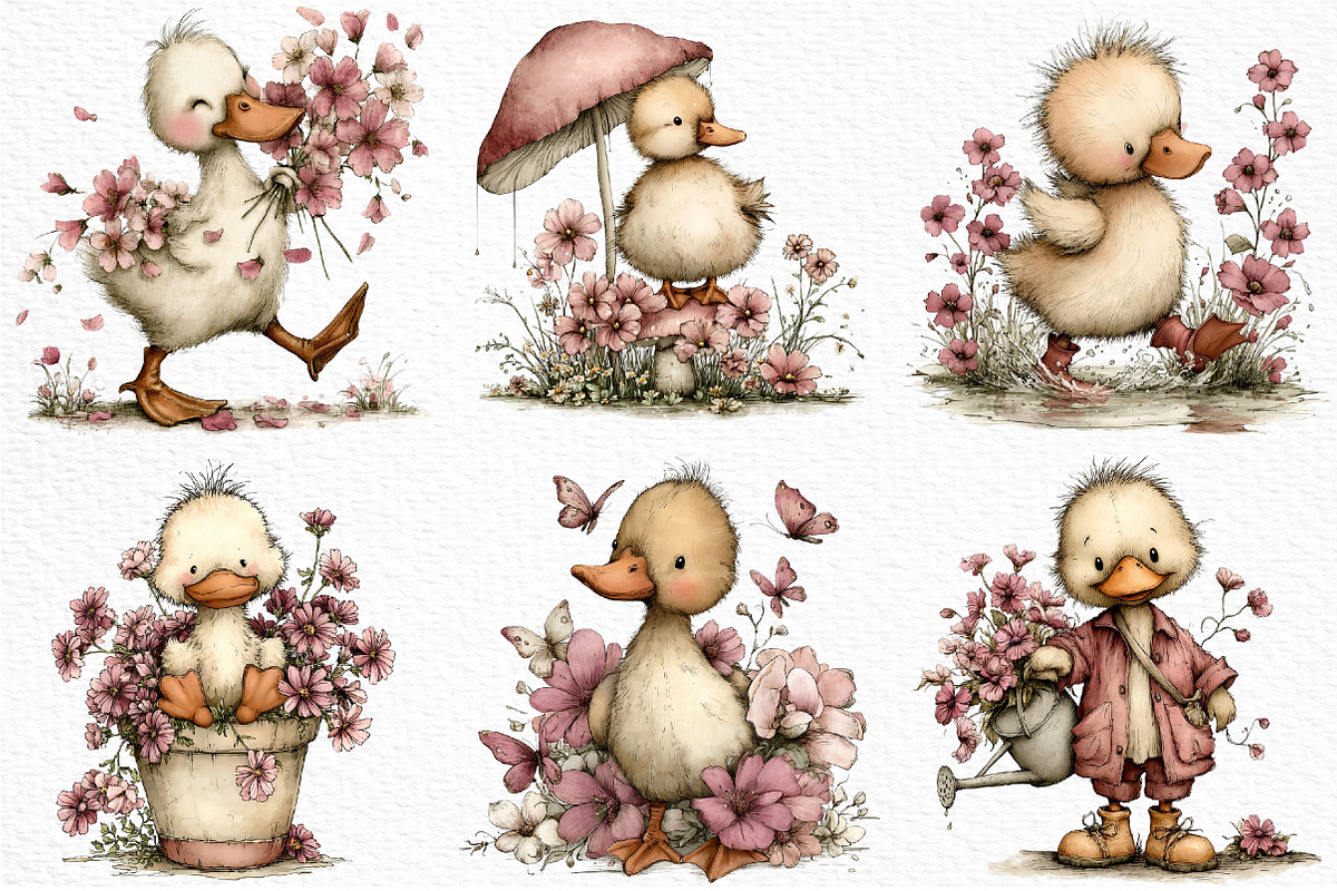 Cute Duck Spring Mood Clipart Png, an Illustration by Craft Nest