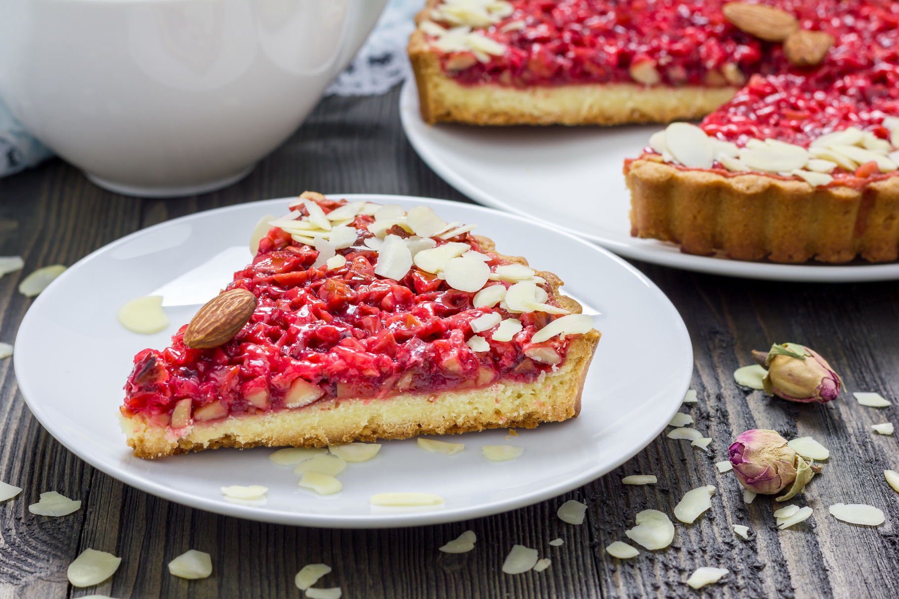 Homemade pink praline tart almond t featuring tart, pink, and praline ...