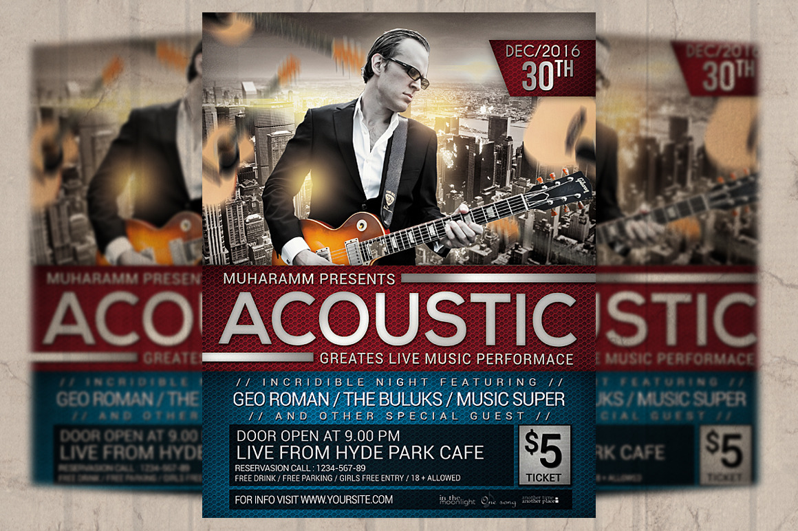 Acoustic Music Flyer / Poster, a Flyer Template by Septian