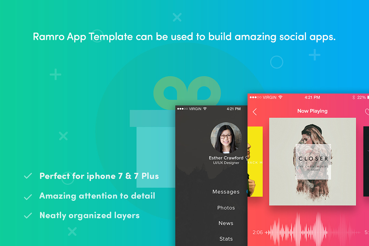 Ramro app template iOS, an UI Kit Template by Danfe Designs
