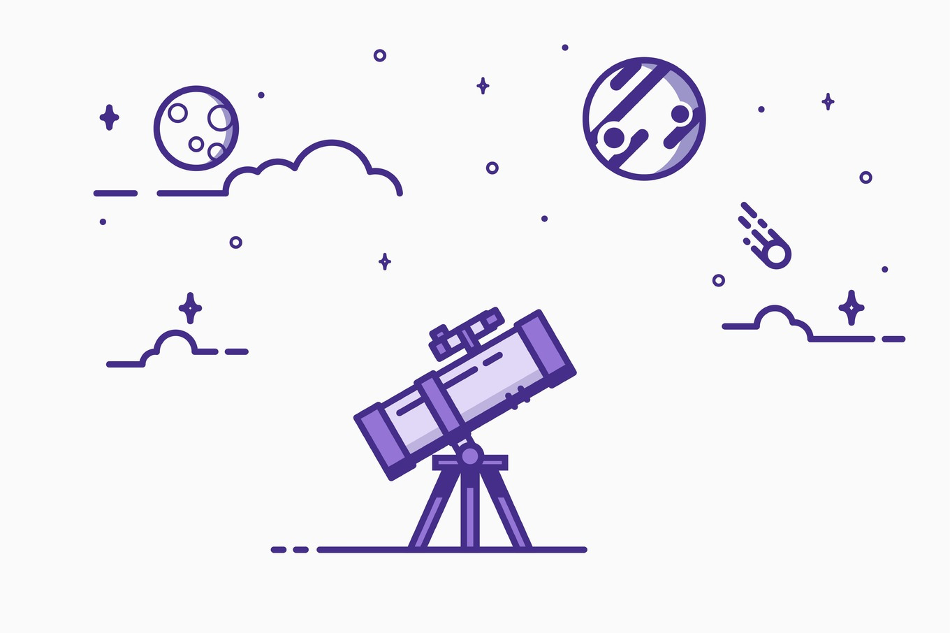 Telescope line illustration, a Work Illustration by SkyVectors