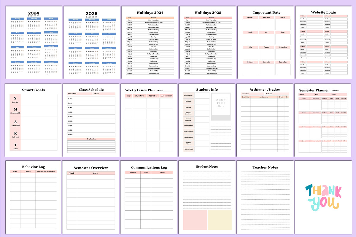 2024-2025 Teacher Lesson Planner