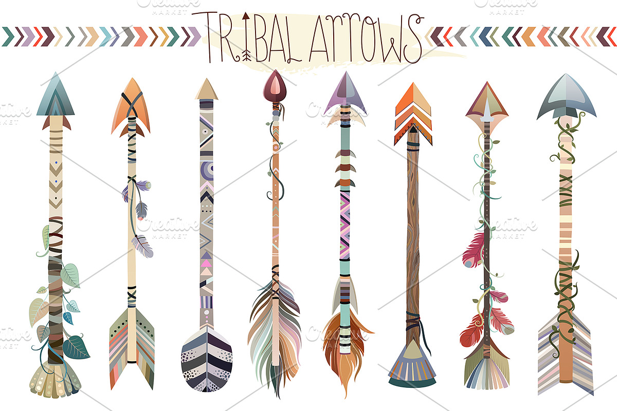 Tribal Arrows Vector PNG, & JPG Set, a Decorative Illustration by Kenna ...
