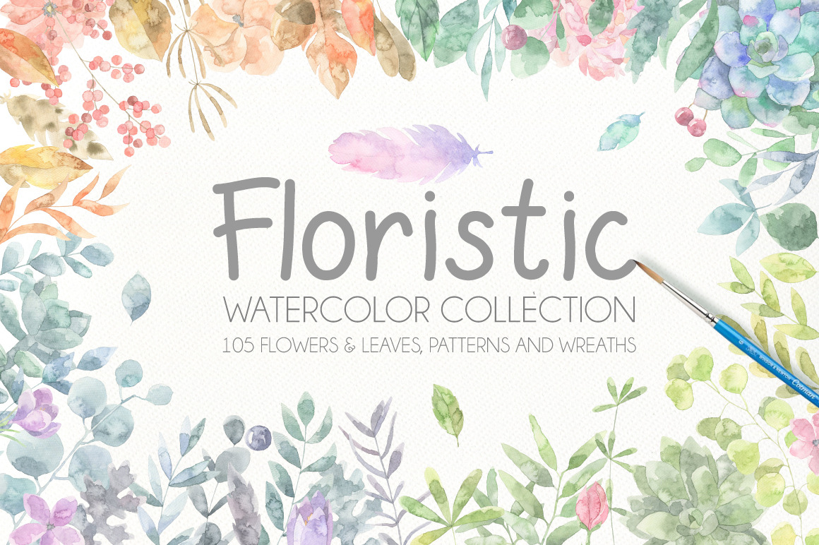 Floristic Watercolor Collection, an Object Illustration by Julia Dreams