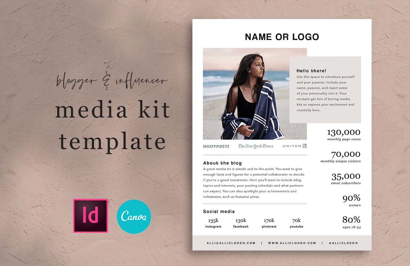 Media Kit Template, Canva / Adobe, a Resume Template by Edit & Go Templates