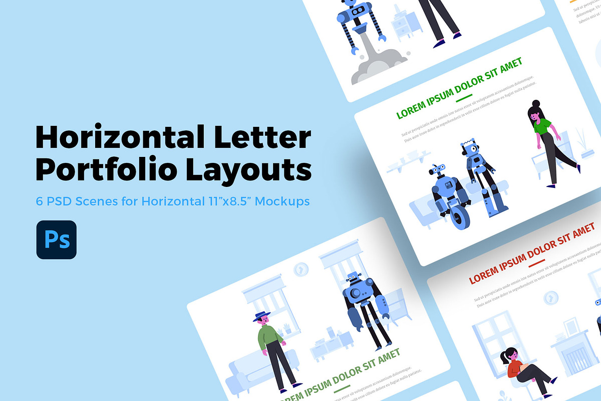Horizontal Letter Portfolio Layout, a Product Mockup by Loudoun Design Co.